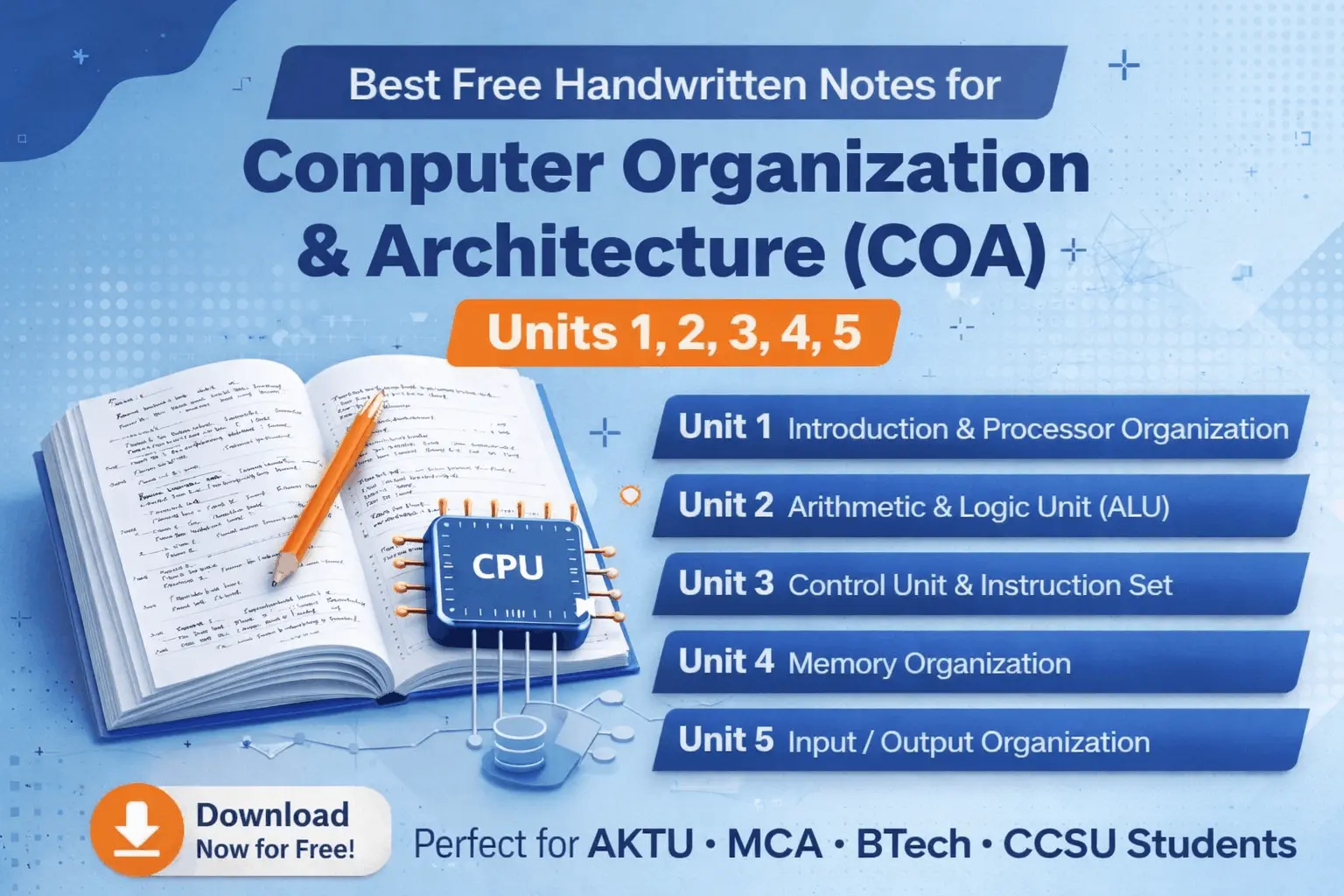 Computer Organization and Architecture (COA) Handwritten Notes – Unit 1 ...